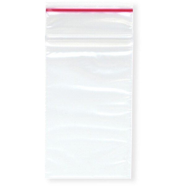 Minigrip Red Line 2" x 3" (Pack of 100), 2 Mil Zipper Reclosable ...