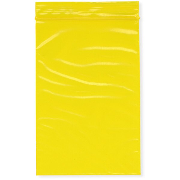 Plymor 4" x 6" (Pack of 100), Yellow 2 Mil Zipper Reclosable Plastic Bags