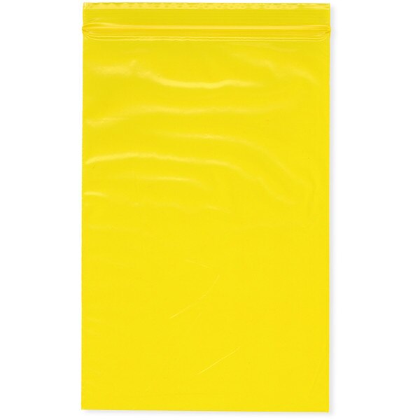 Plymor 6" x 9" (Pack of 100), Yellow 2 Mil Zipper Reclosable Plastic Bags